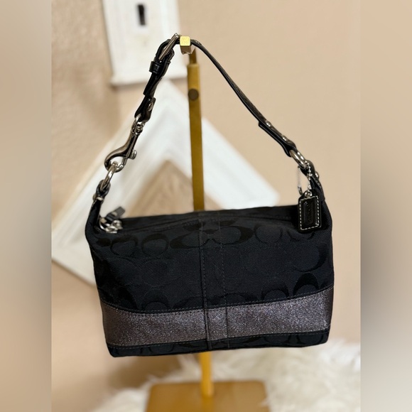 Coach | Bags | Coach Black And Silver Shoulder Bag | Poshmark